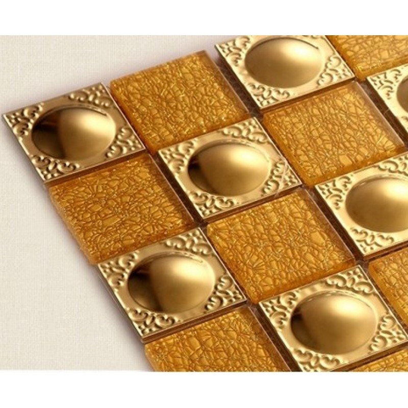 Metal Backsplash Tiles Stainless Steel Backsplash Gold Crystal Glass