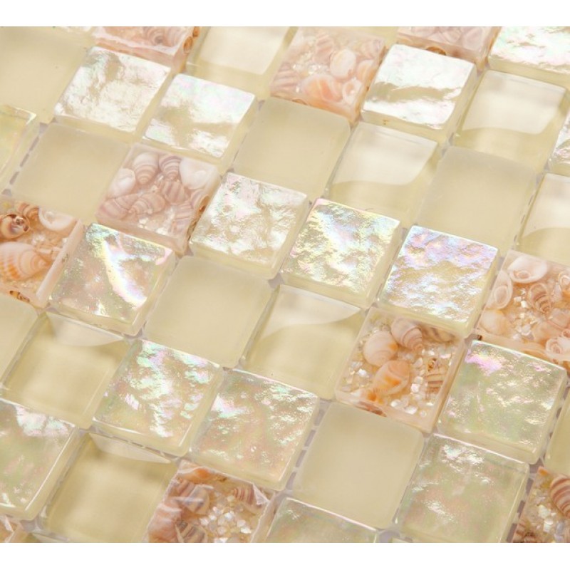 Glass Mosaic Tiles Melted Shell Crystal Backsplash Tile