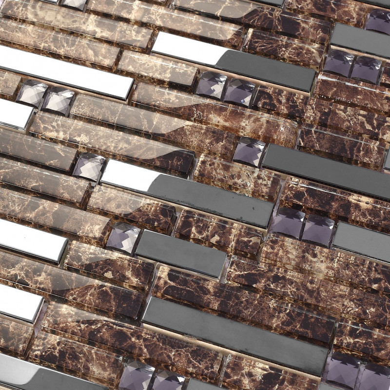 Stone Glass Mosaic TileSsmoky Mountain Square Tiles With Marble ...