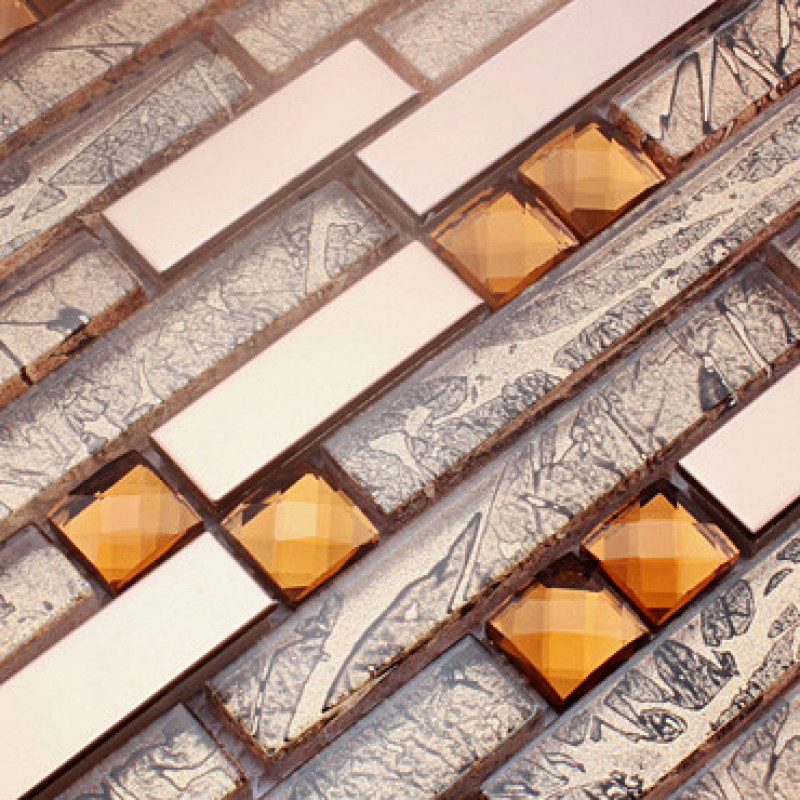 Customer Reviews: Silver Glass Tile 5 Faces Mirror Mosaic Wall Decor Tiles