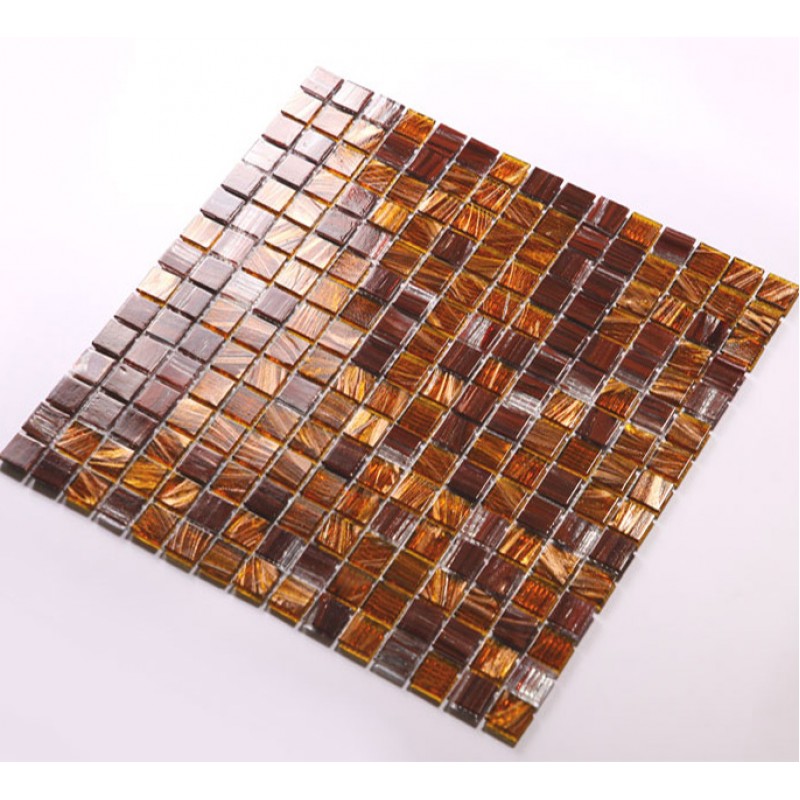 Glass Mosaic Tile Brown Crystal Backsplash Tiles Hand Painted Bathroom ...