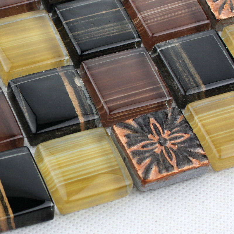 Glass tile Brown glass mosaic tiles crystal glass tile