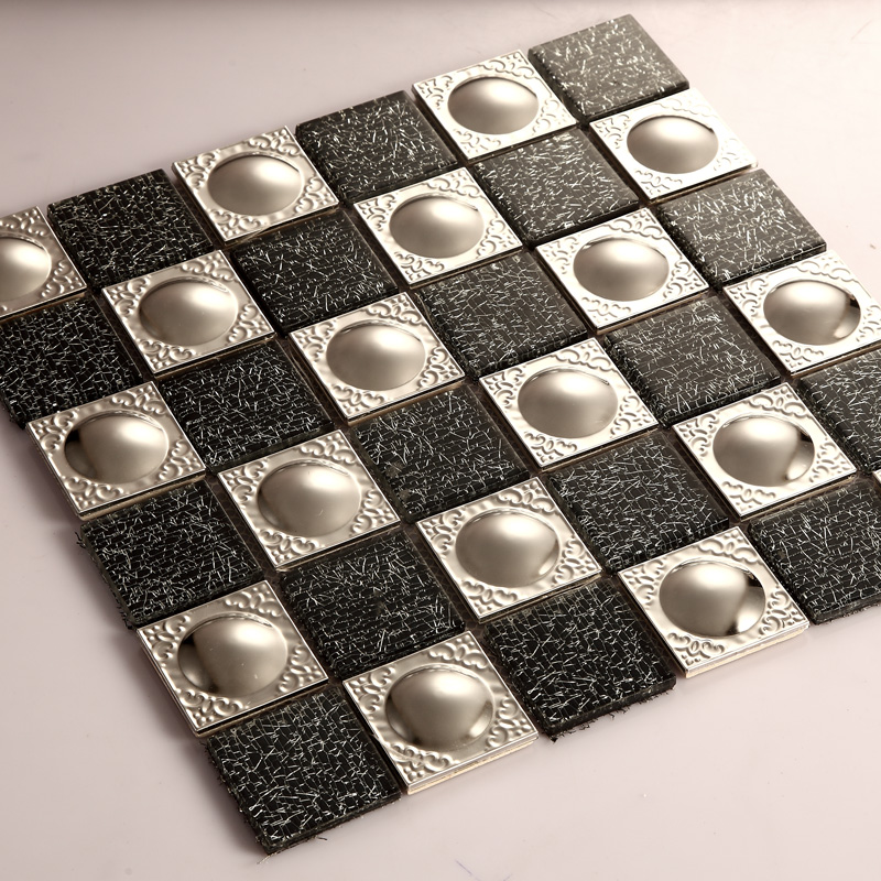 Metal Backsplash Tiles Stainless Steel Backsplash Crystal Glass Mosaic ...