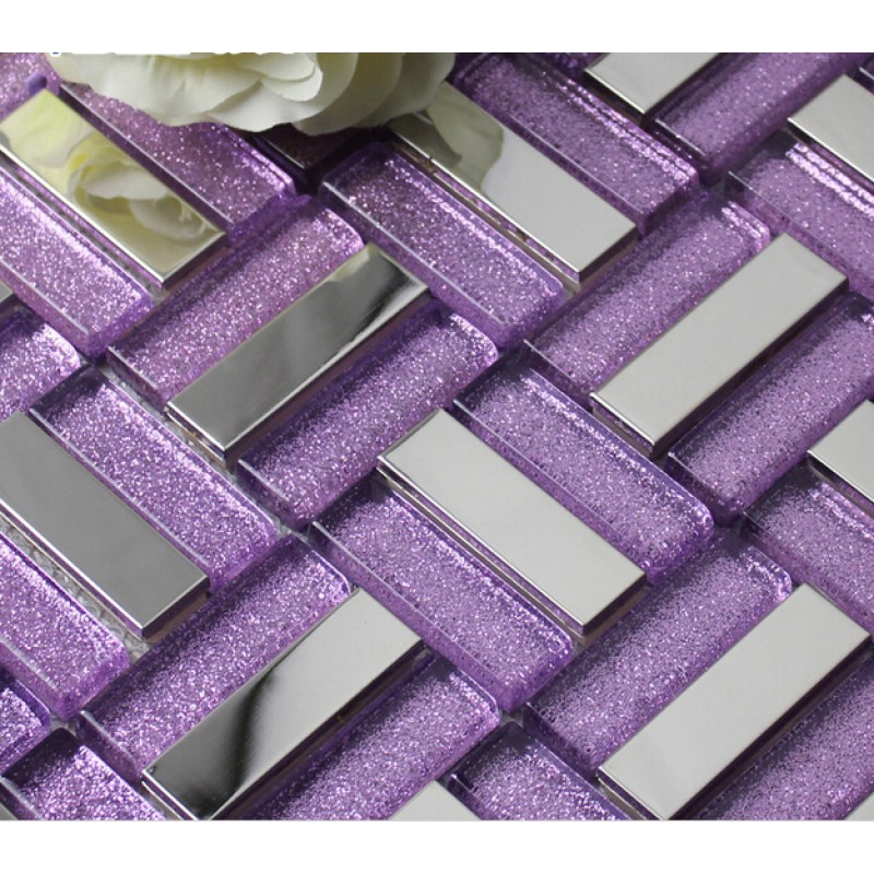purple strip glass mosaic tile 304 stainless steel art metal tile ... purple strip glass mosaic tile 304 stainless steel art metal tile ...