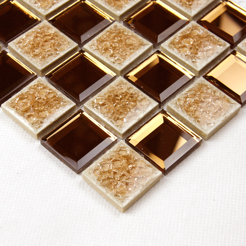 Porcelain Glass Tile Wall Backsplash Crystal Mirror Tiles Pyramid ...