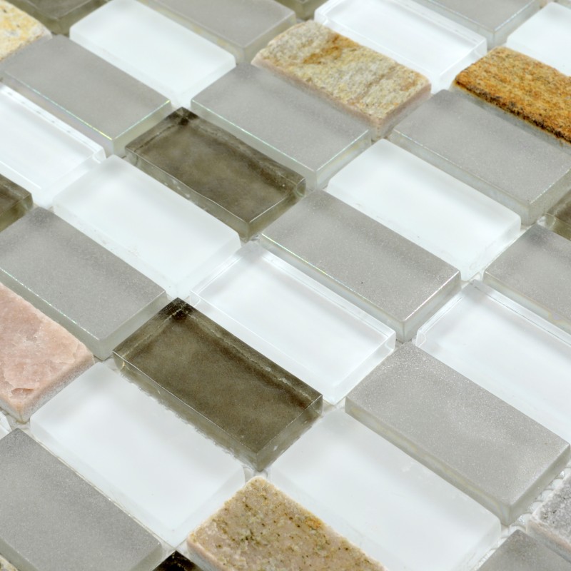 Stone Glass Mosaic Tile Sheets Straight Joint with Marble Tile ...