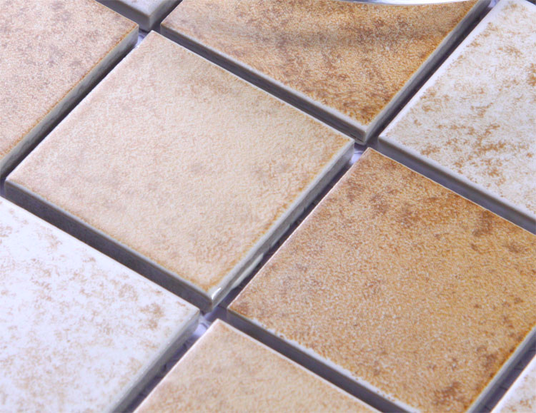 Beige Porcelain Square Mosaic Tiles Wall Designs Ceramic Tile Flooring ...