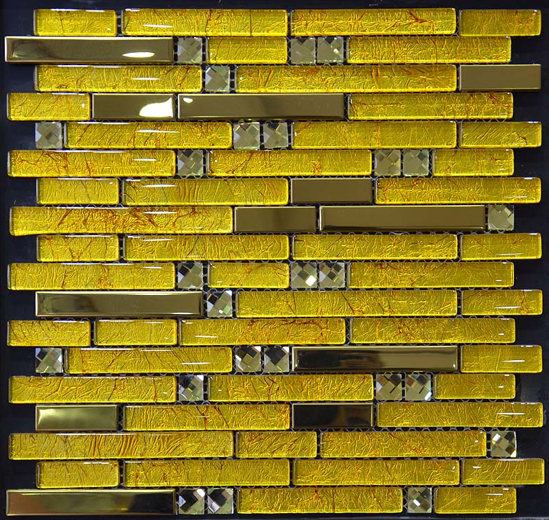 Metal and Glass Diamond Stainless Steel Backsplash Wall Tiles Gold ...