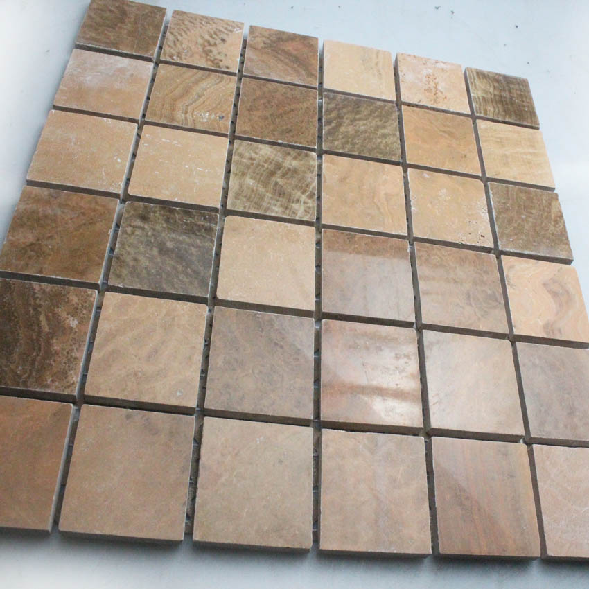 Natural Stone Mosaic Tile Square Brown Patterns Bathroom Wall Marble ...