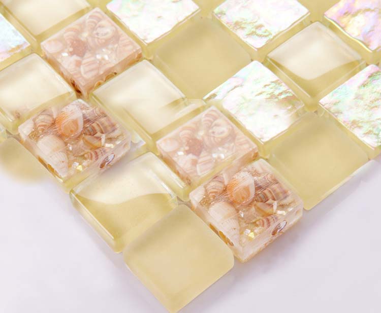 Glass Mosaic Tiles Melted Shell Crystal Backsplash Tile