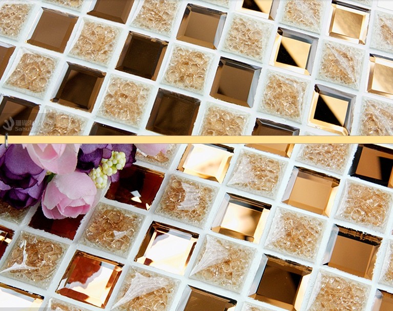 Porcelain Glass Tile Wall Backsplash Crystal Mirror Tiles Pyramid ...