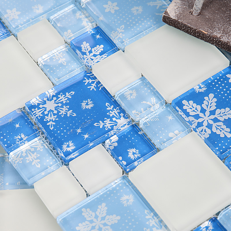 bule crystal glass mosaic tile frosted tiles kitchen backsplashes tile ...